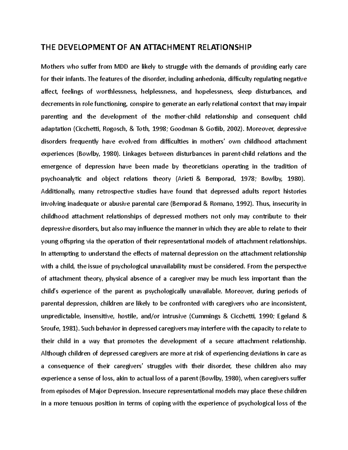 THE Development OF AN Attachment Relationship - THE DEVELOPMENT OF AN ...