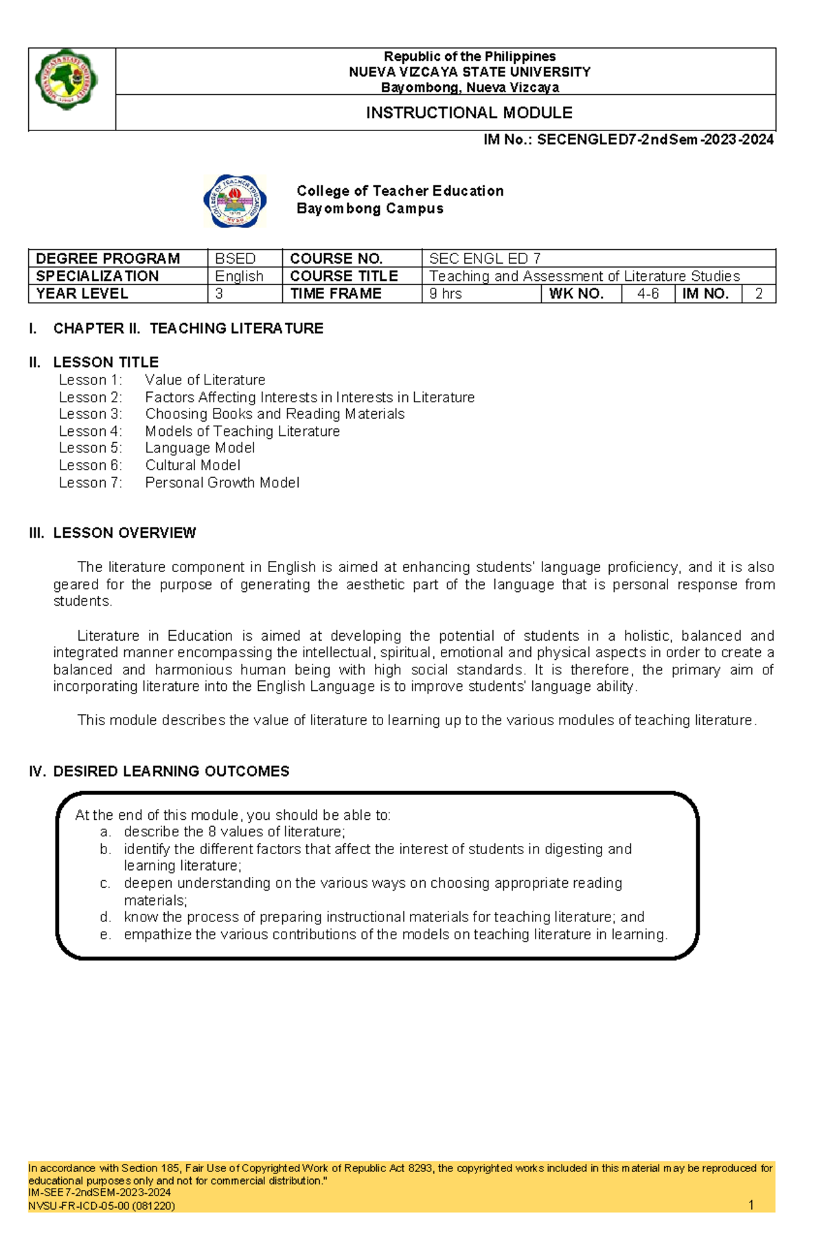 Module 2 SEE 7 rev - Republic of the Philippines NUEVA VIZCAYA STATE ...