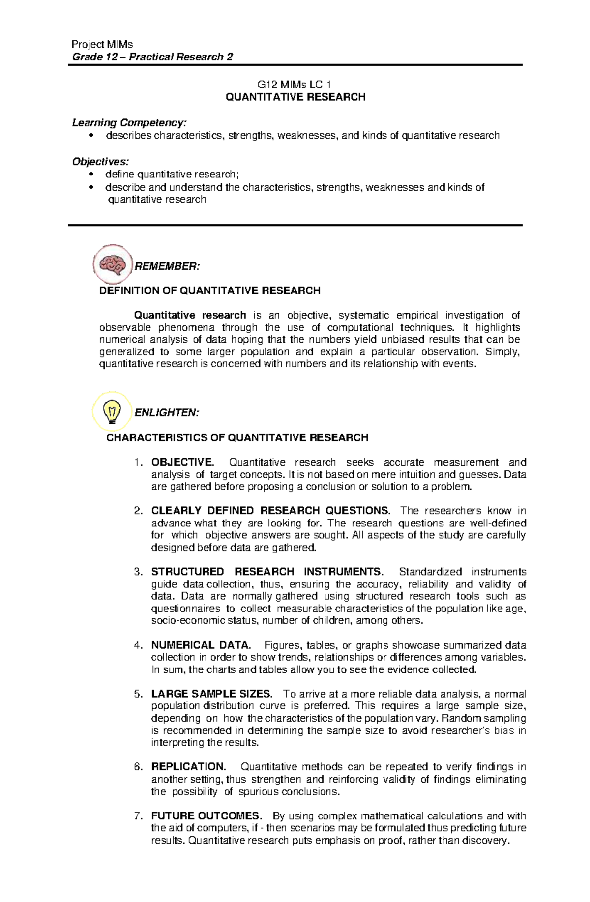 MIMS PR2 LC1 Quantitative Research Copy - Project MIMs Grade 12 ...