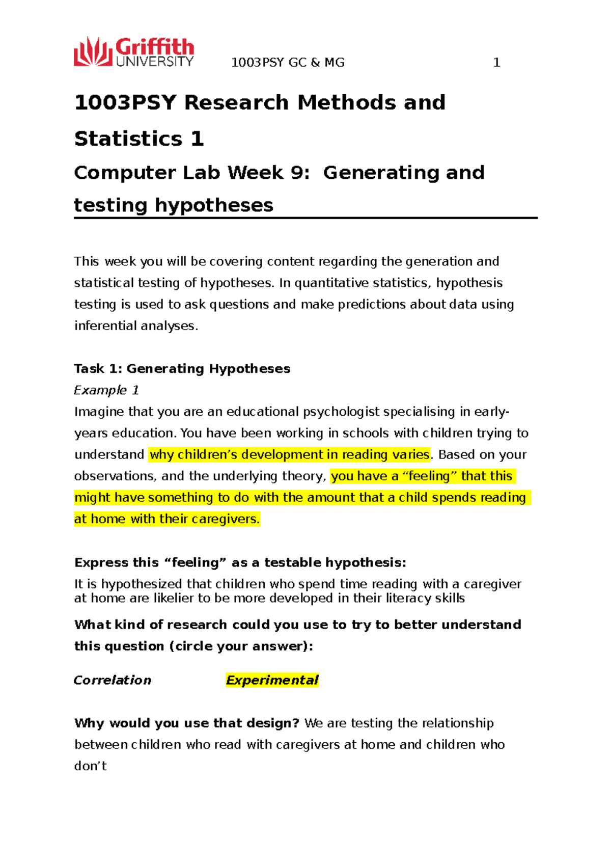 Worksheet Week 9 Computer Lab - 1003PSY Research Methods and Statistics ...