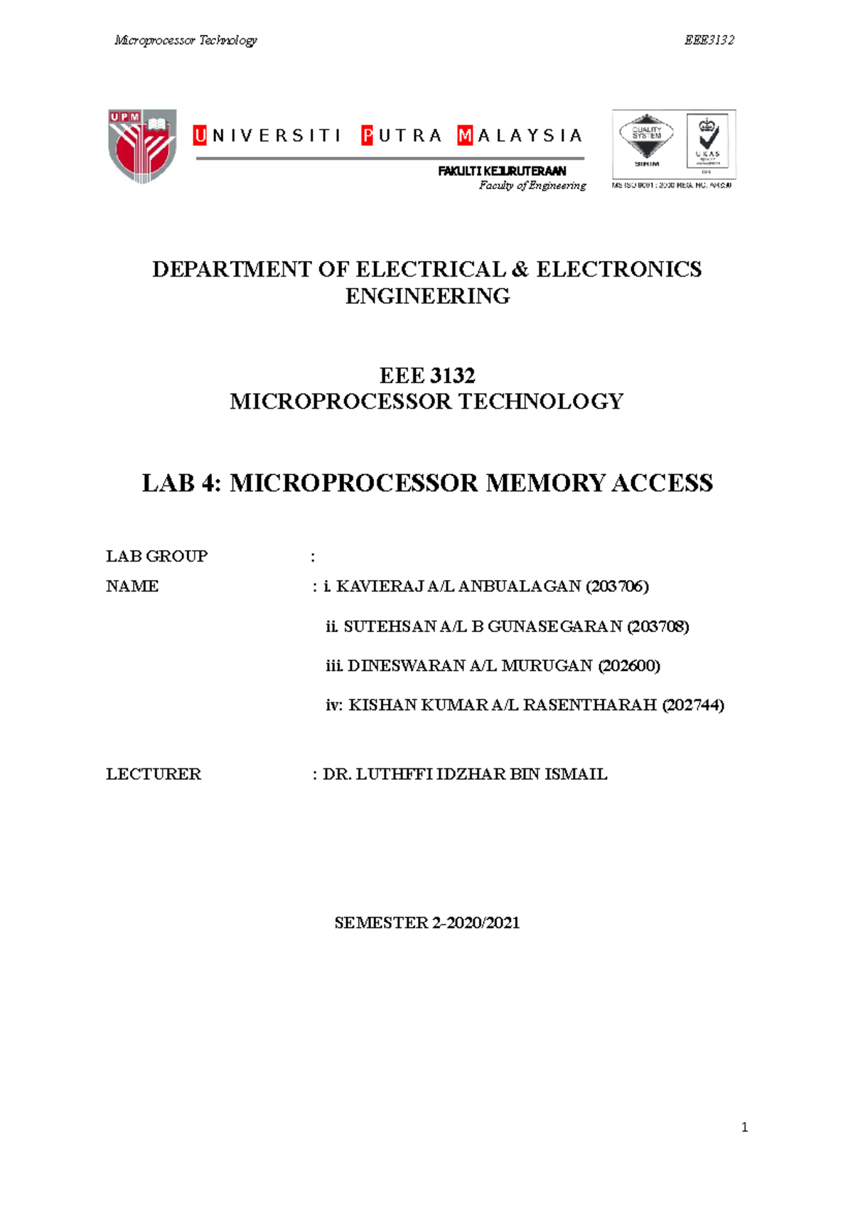 Lab 4 results disc conc - Lecture notes 10 - Microprocessor Technology ...