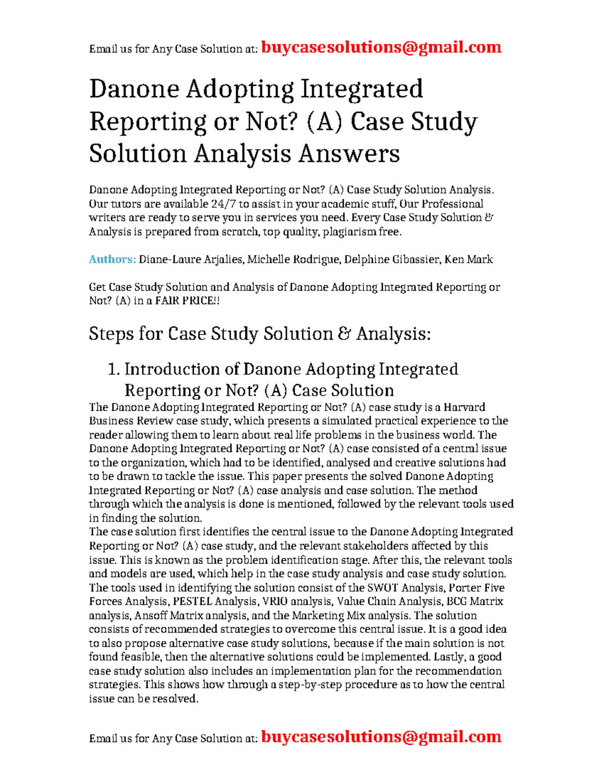 Case Solution Danone Adopting Integrated Reporting Or Not A Danone