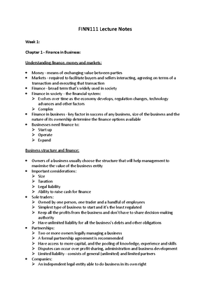 FIN111 Subject Outline 2024S - Faculty of Business and Law School of ...