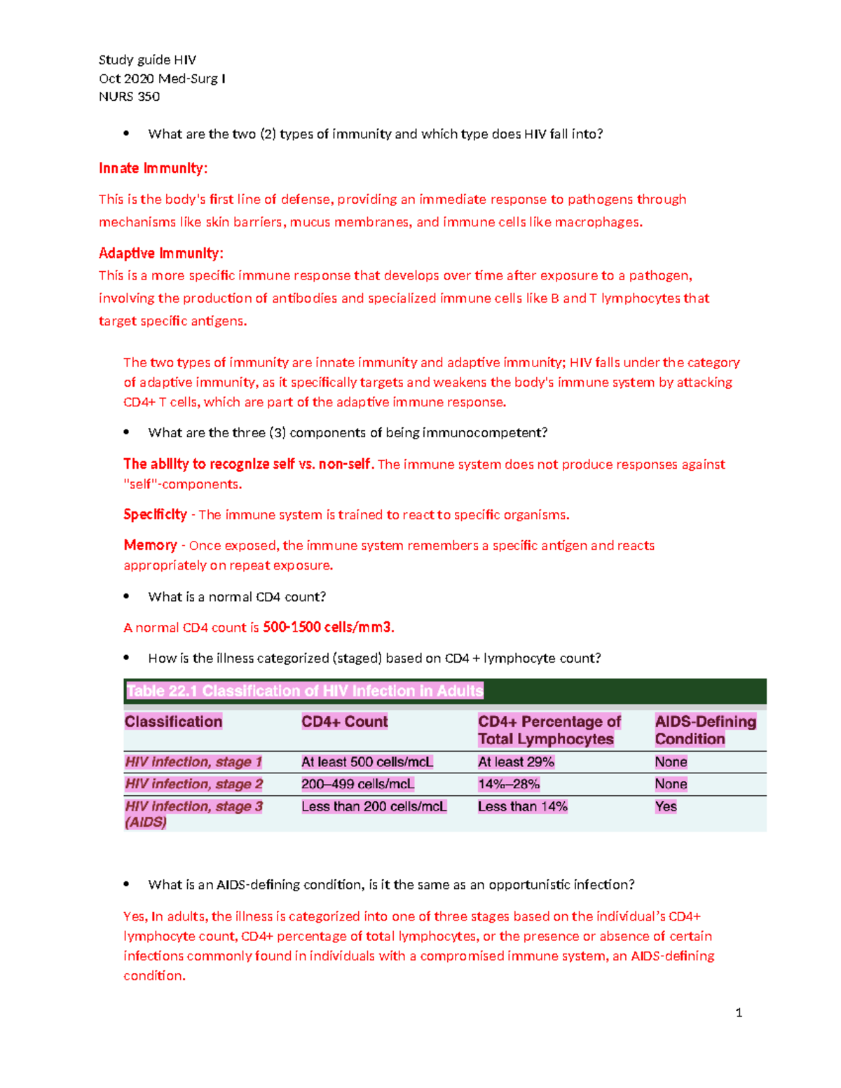HIV Study Guide - Oct 2020 Med-Surg I NURS 350 What are the two (2 ...