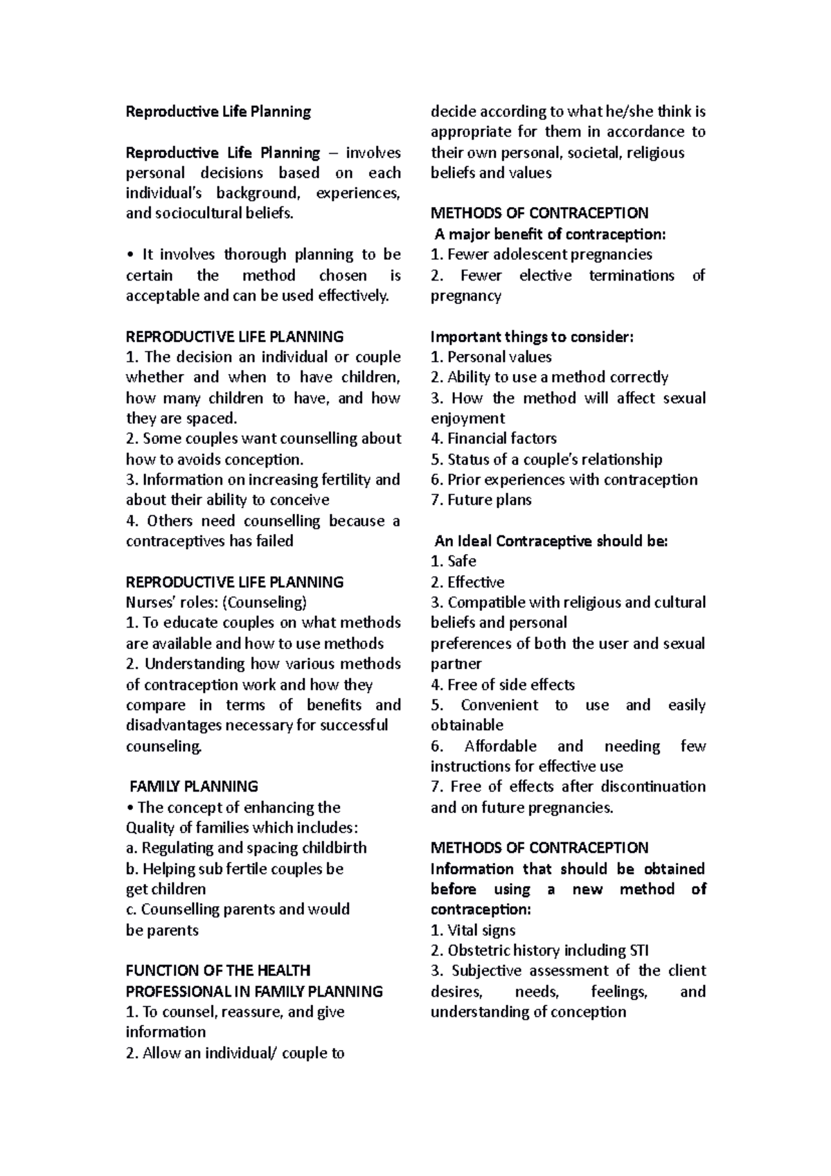 Reproductive Life Planning - Reproductive Life Planning Reproductive ...