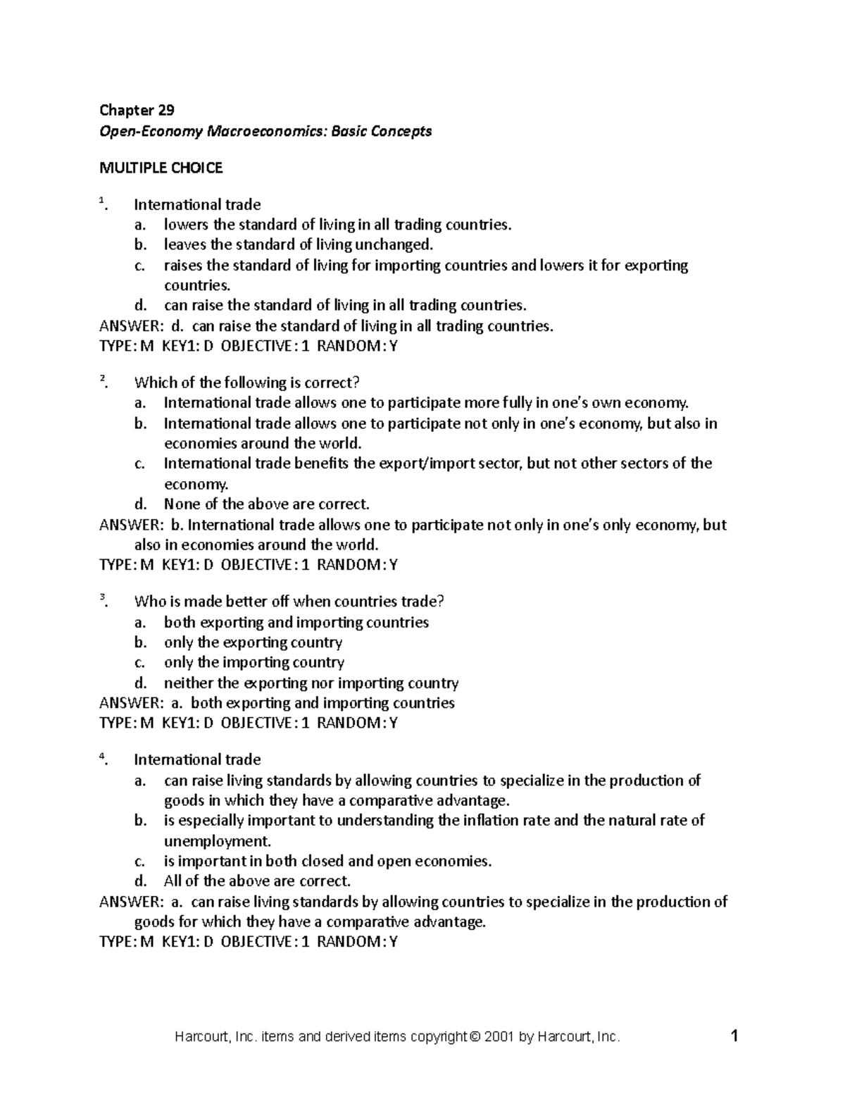 Chap29 - test bank practice for final test - Chapter 29 Open-Economy ...