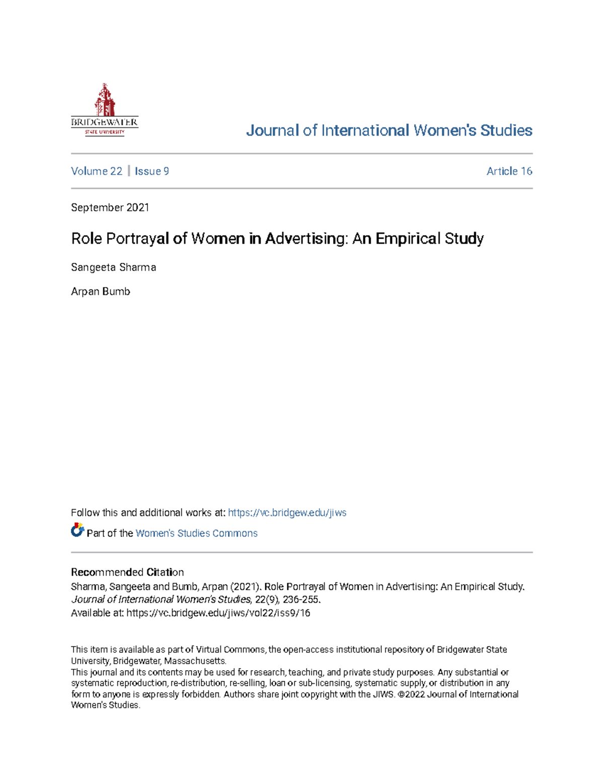 Role Portrayal of Women in Advertising An Empirical Study - Role ...