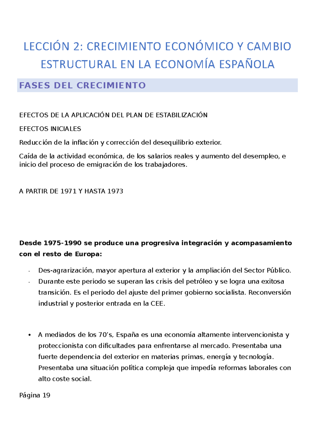 Apuntes economía española - LECCIÓN 2: CRECIMIENTO ECONÓMICO Y CAMBIO ...