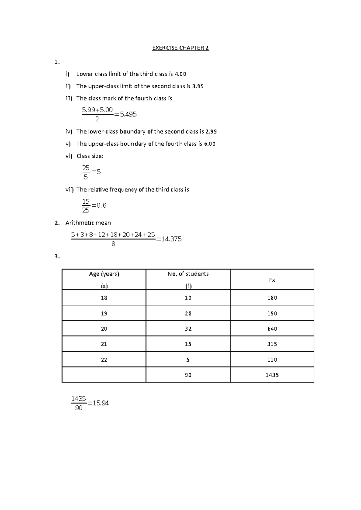 Exercise Chapter 2 - tutorial - EXERCISE CHAPTER 2 1. i) Lower class ...