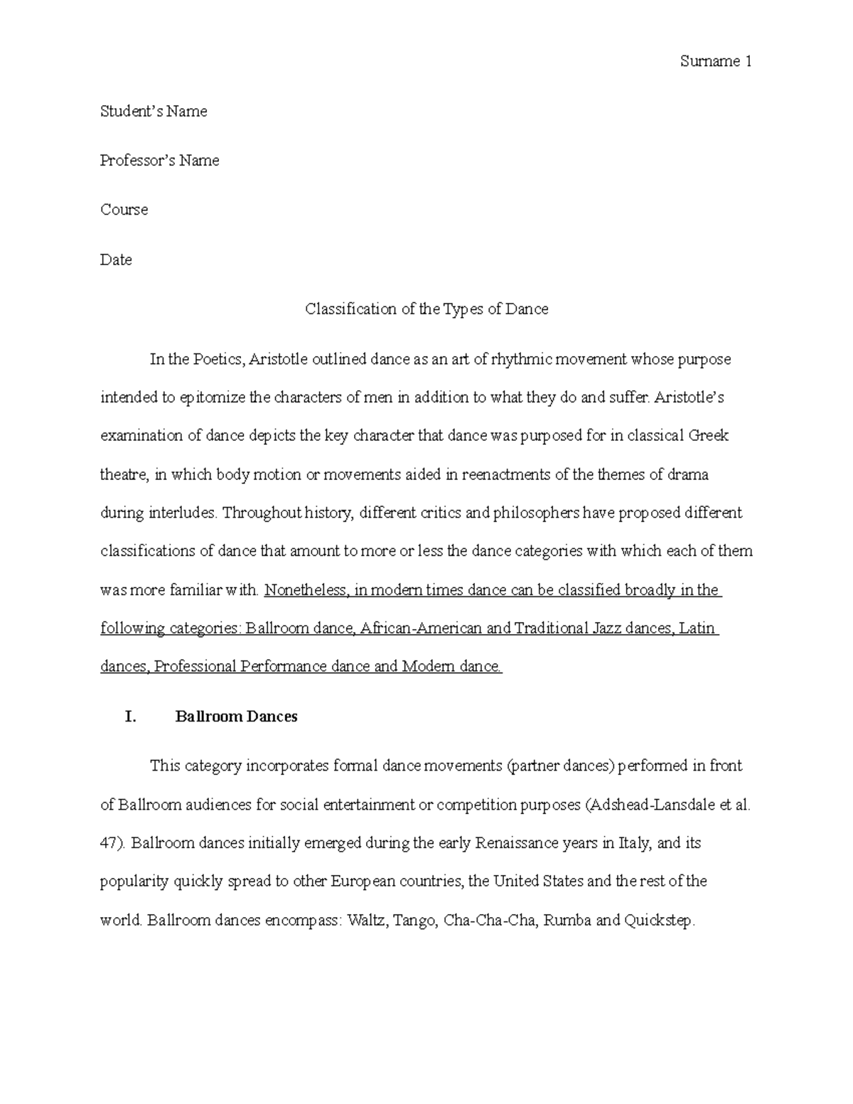 Class 212 - homework - Student’s Name Professor’s Name Course Date ...