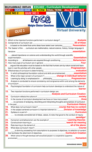 Edu431 final MCQ - Good - Edu 431 mid MCQ -is used when we want to ...