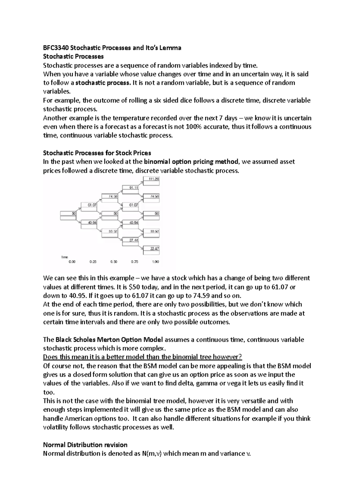 BFC3340 Stochastic Processes and Ito Process - BFC3340 Stochastic ...