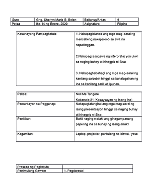 Rubrik SA Pagsusuri NG Nobela - Pamamahayag sa Filipino - PUP - Studocu