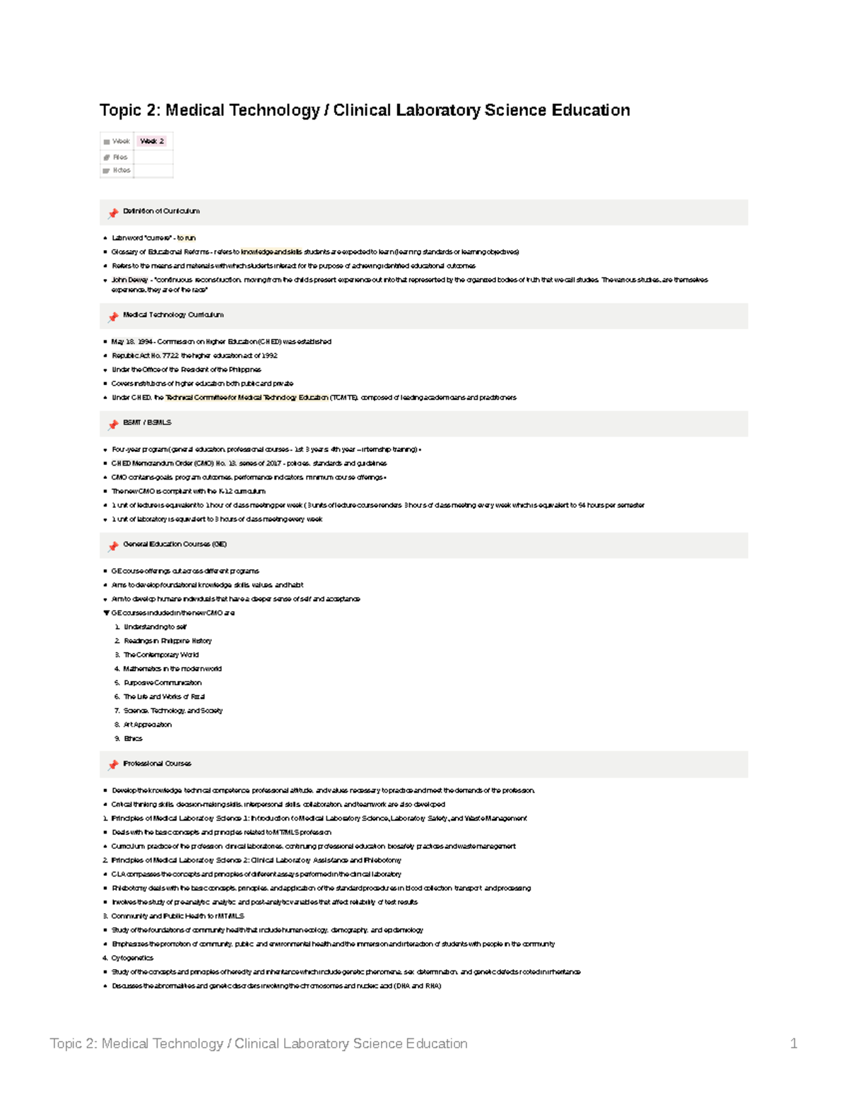 Topic 2 Medical Technology Clinical Laboratory Science Education ...