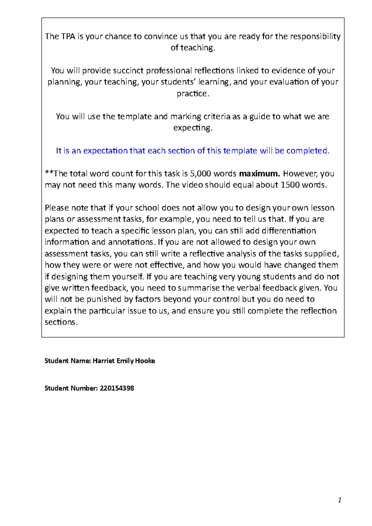 TPA template UNE - TPA GL - The TPA is your chance to convince us that ...