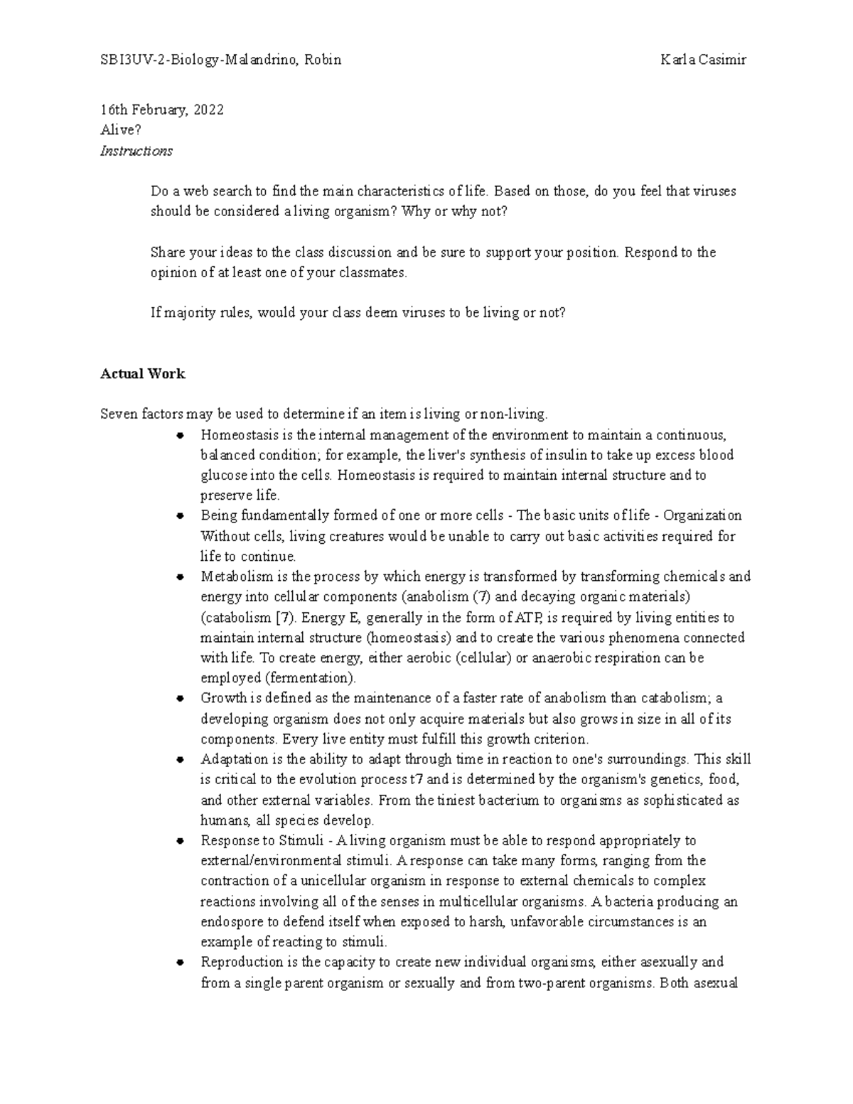 Alive Notes for science class please take a look - SBI3UV-2-Biology ...
