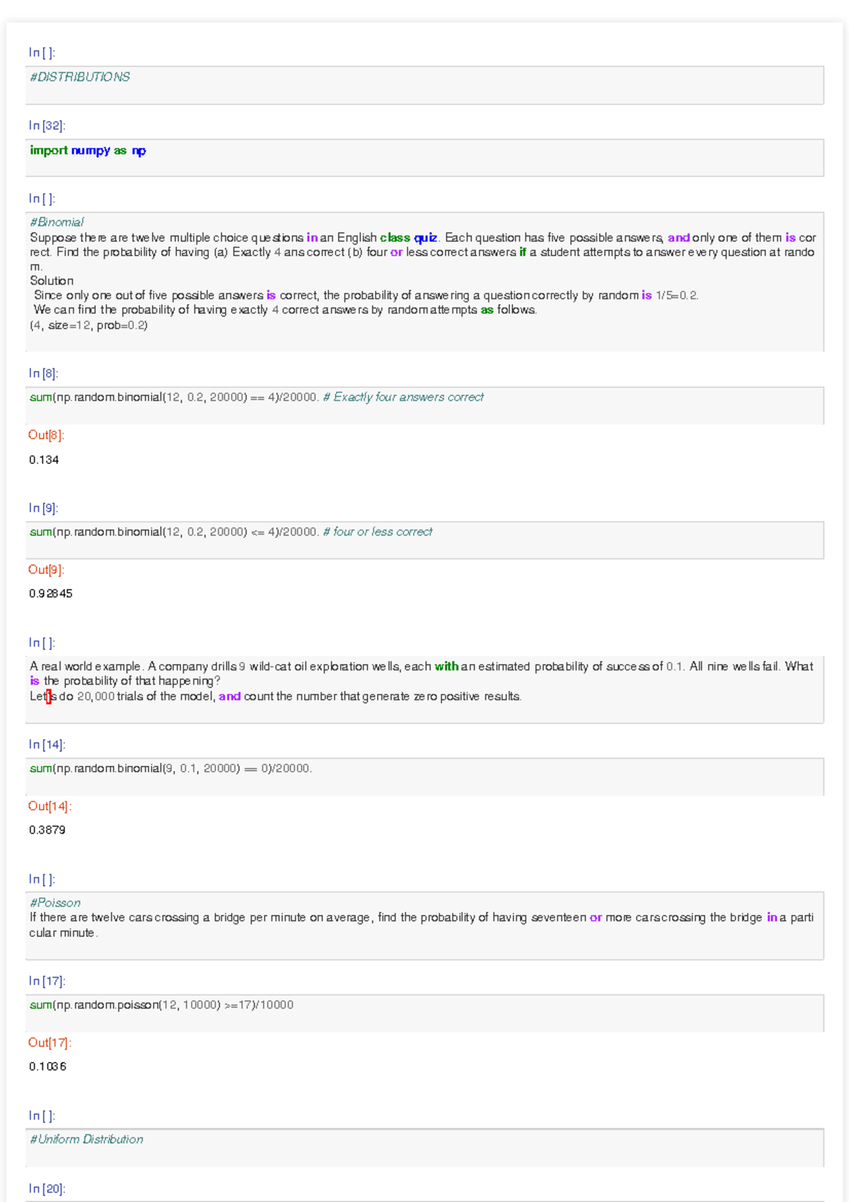 Lab Distributions Useful Material In Distributions In 32 Import Numpy As Np In