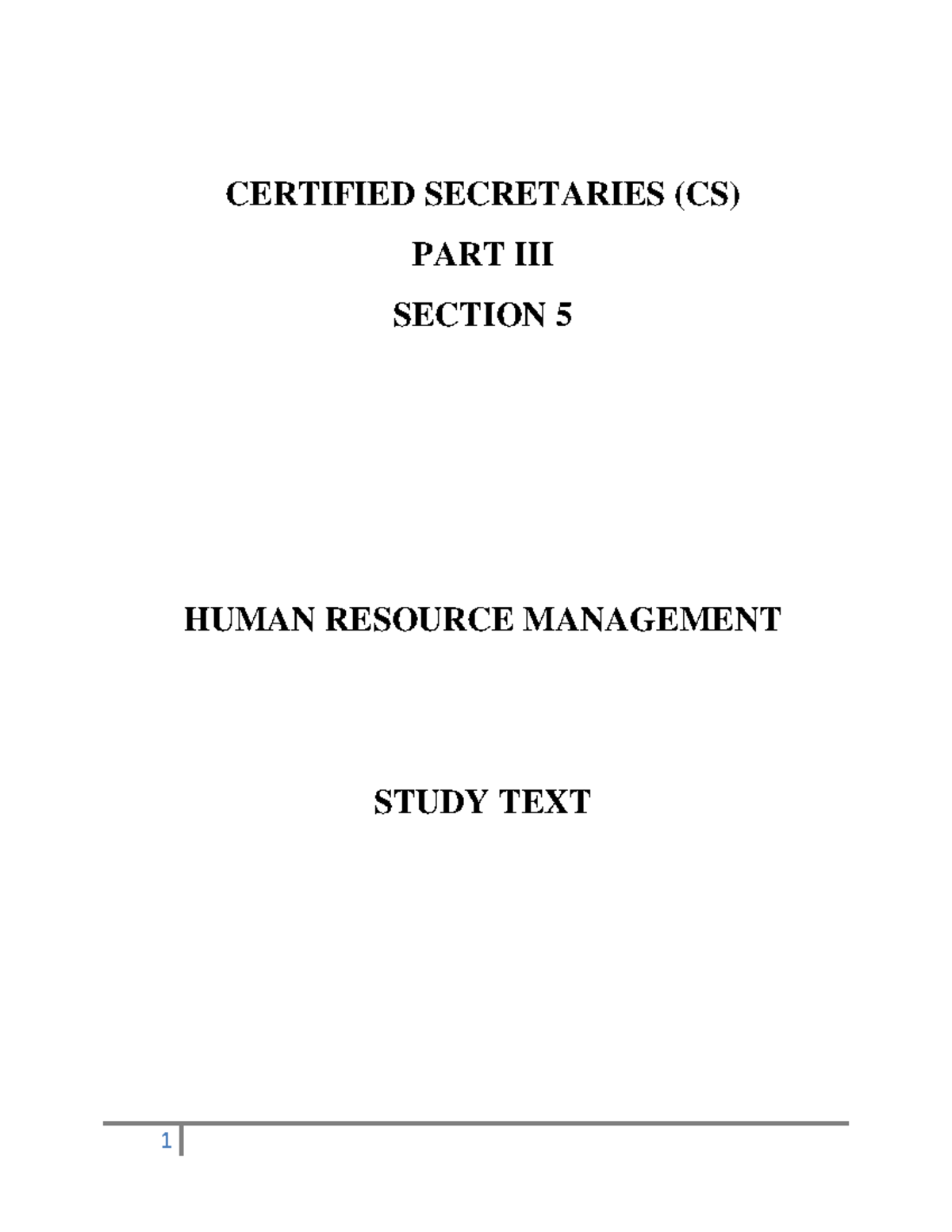 Human-Resource-Management - CERTIFIED SECRETARIES (CS) PART SECTION 5 ...