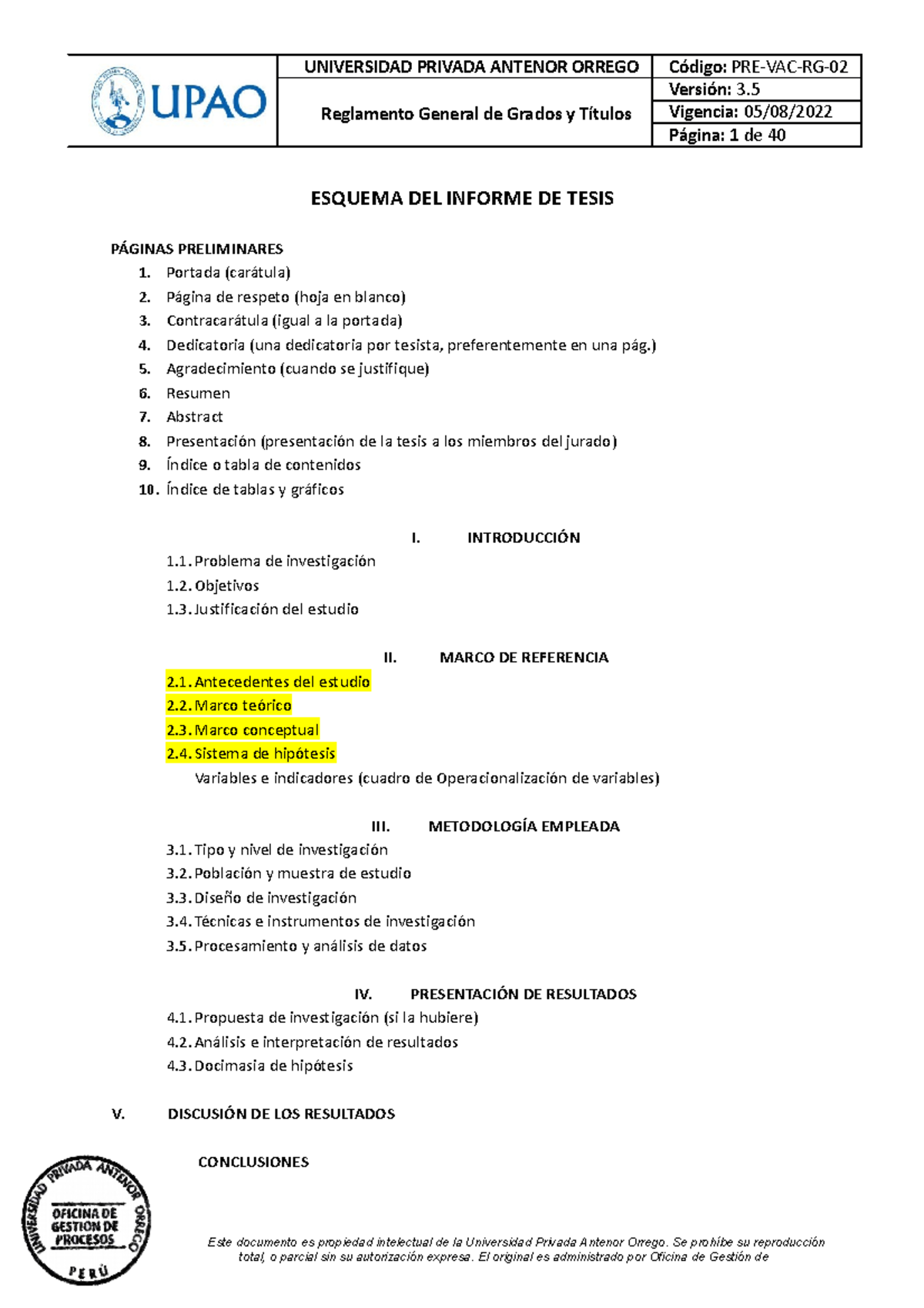 Esquema DE Informe DE Tesis (1) - ESQUEMA DEL INFORME DE TESIS PÁGINAS ...