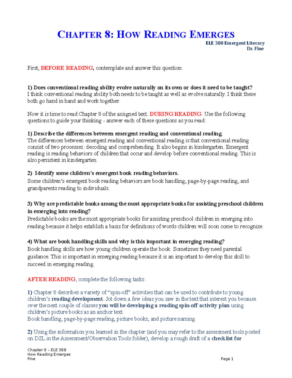 Ch. 8 How Reading Emerges Reading Guide - CHAPTER 8: HOW READING ...