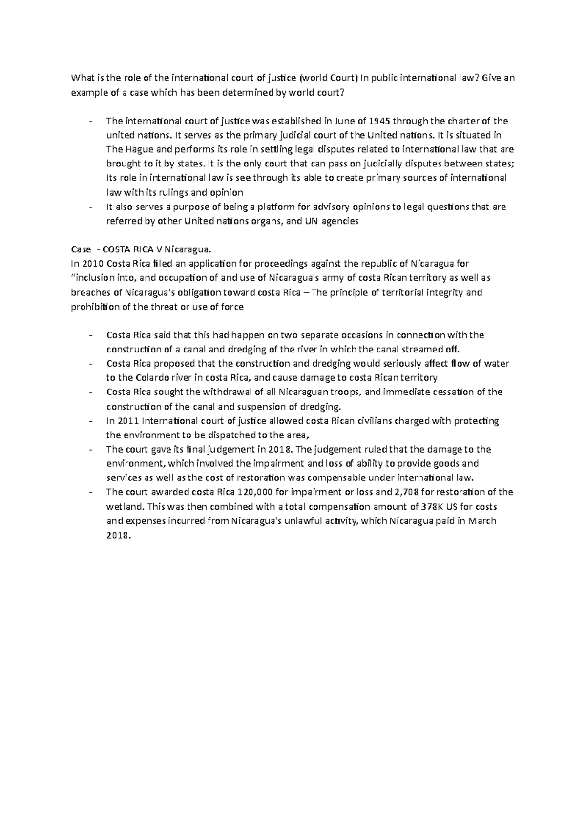 International Law - ICJ Case Study - What is the role of the ...