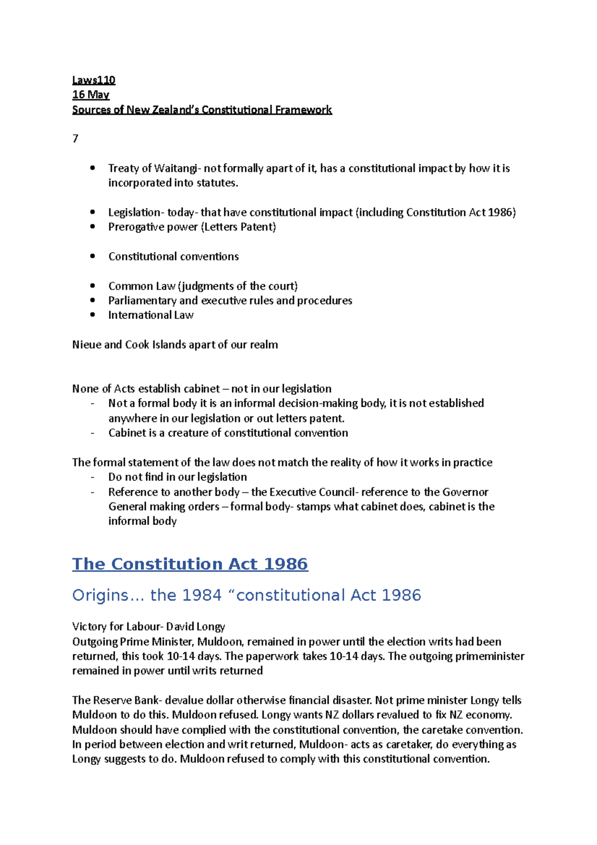 16 May - Lecture notes which are colour coded - Laws 16 May Sources of ...