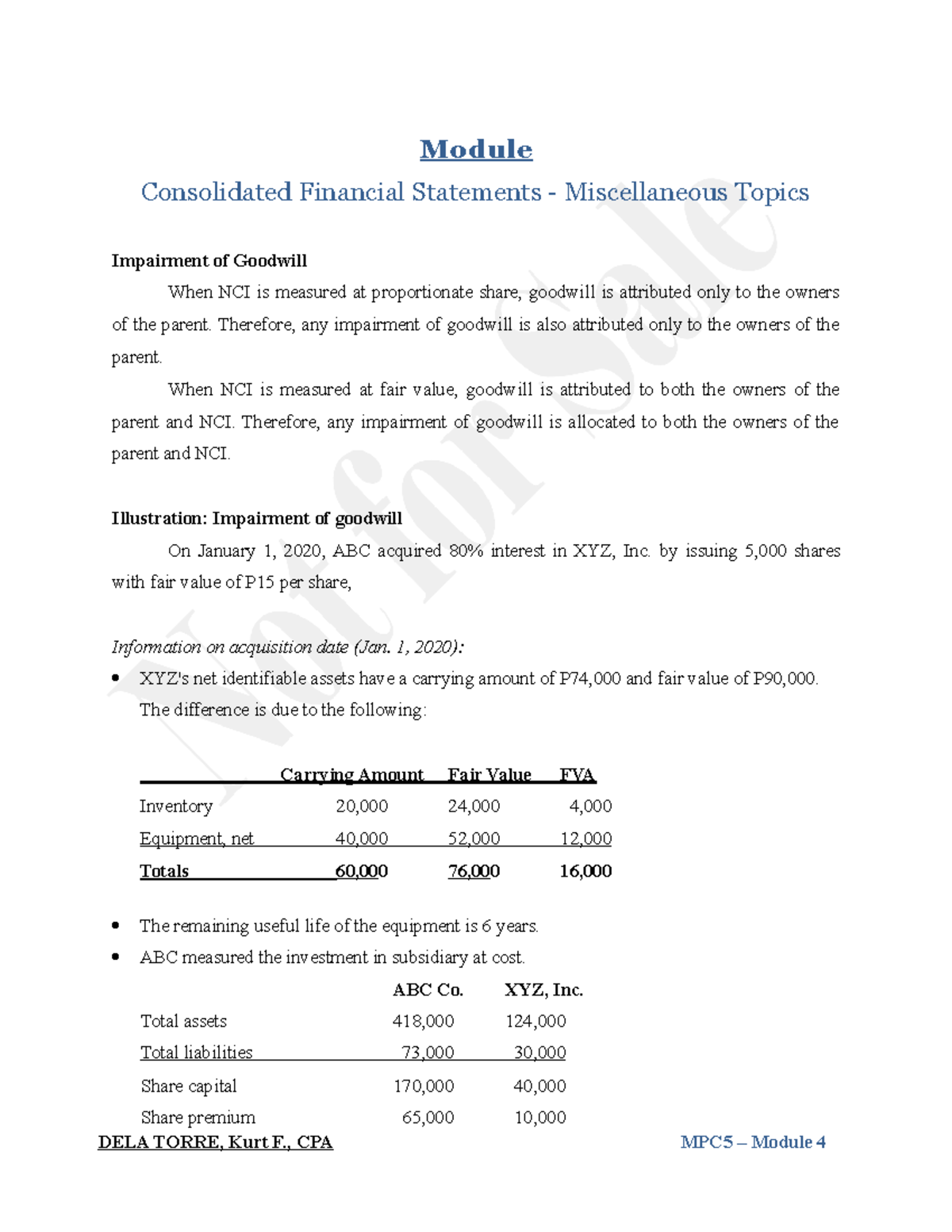 Chapter 4 - Consolidated Financial Statements (Other Topics) - Module ...