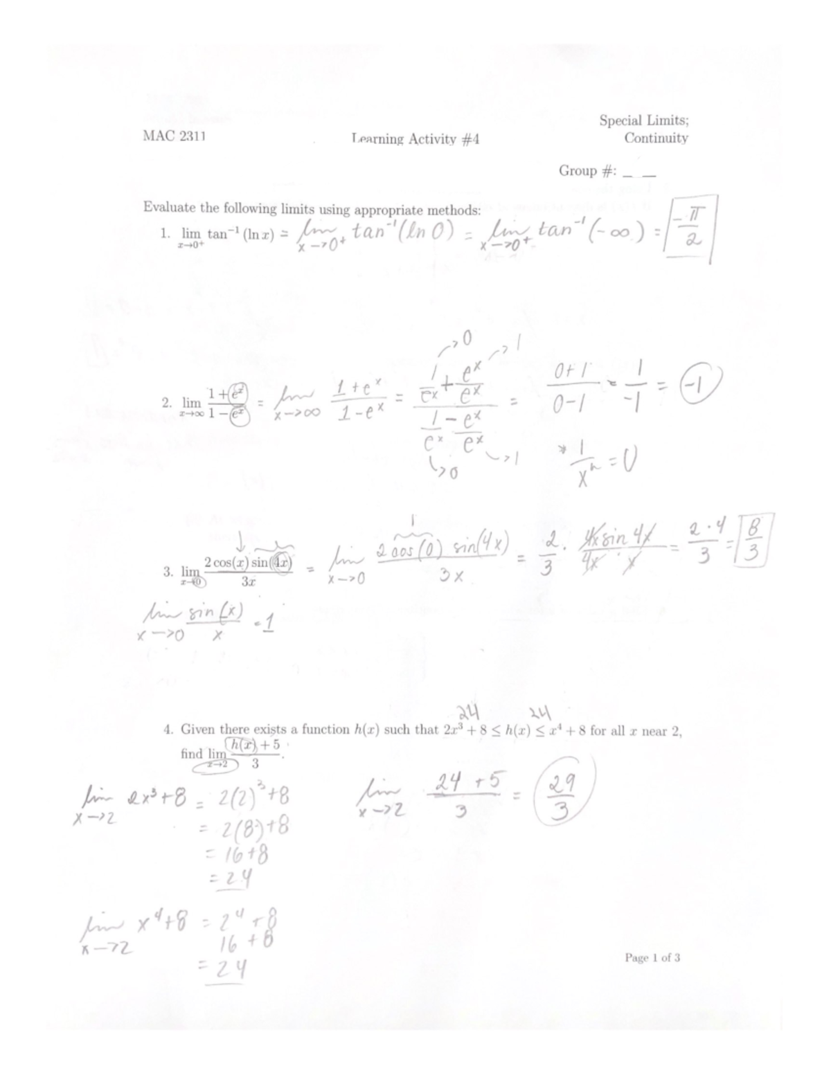 LA 4 MAC 2313 - Calculus 1 assignment based on the derivatives using ...