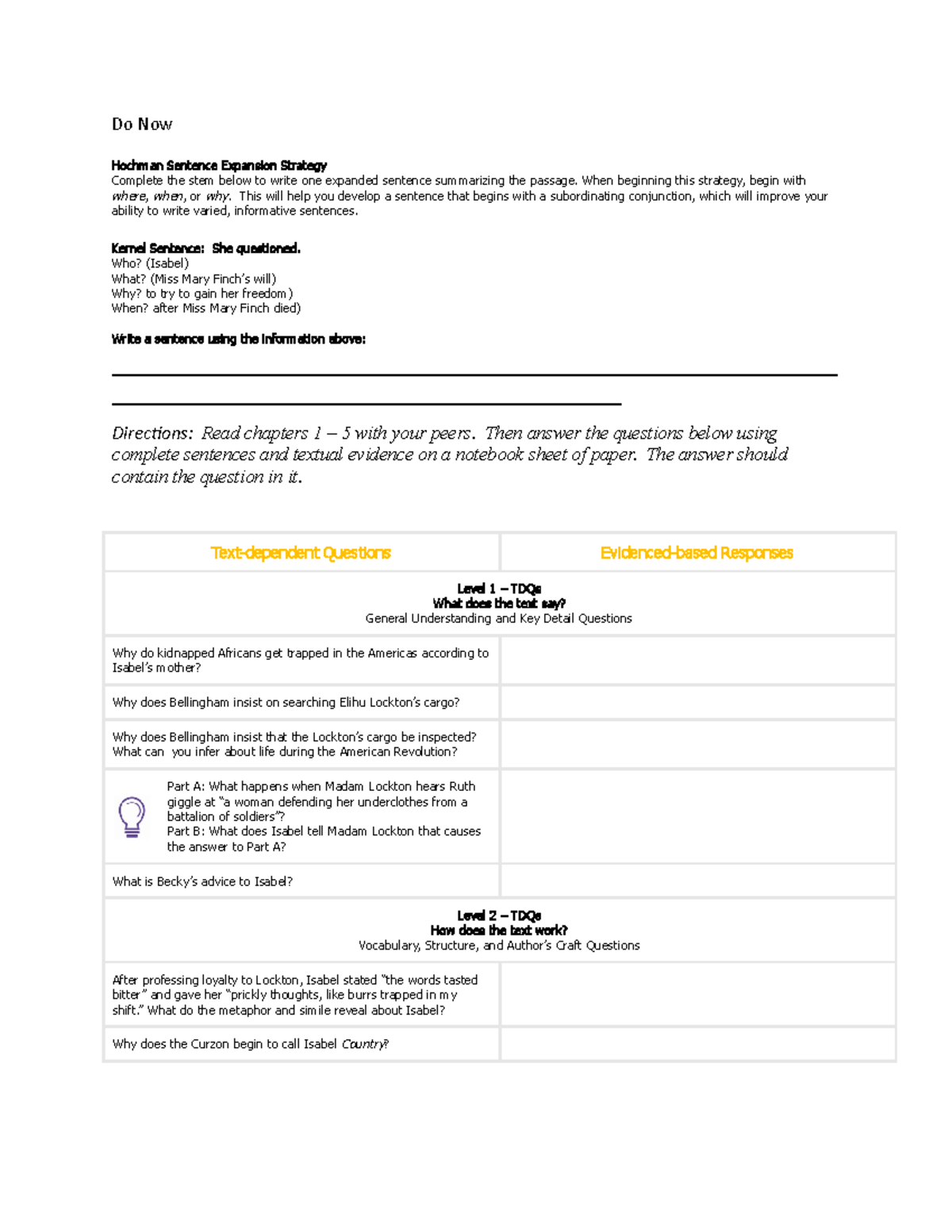 December 7 and 8 subwork - Do Now Hochman Sentence Expansion Strategy ...
