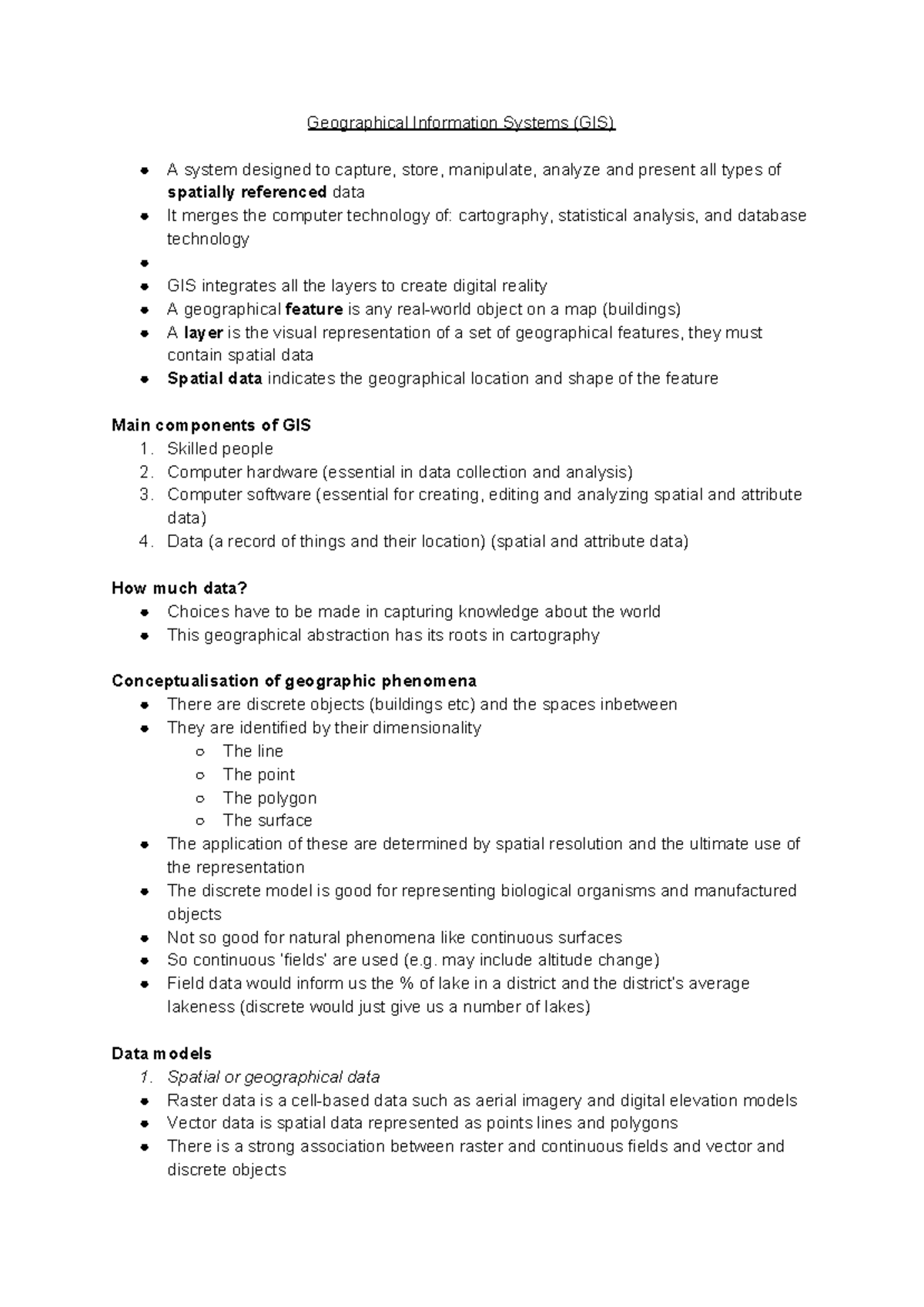 Geographical Methods - Geographical Information Systems (GIS ...