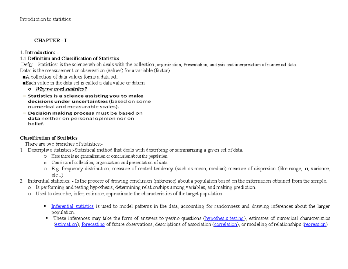Ch 1& 2 - CHAPTER - I 1. Introduction: - 1 Definition and ...
