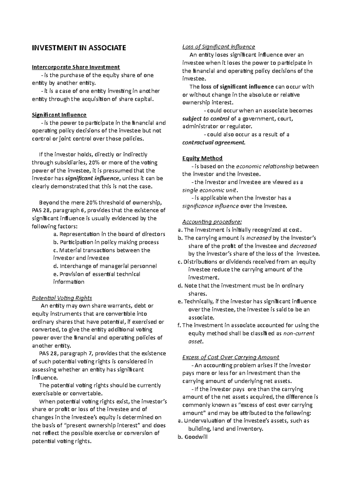 Investment IN Associate - INVESTMENT IN ASSOCIATE Intercorporate Share ...