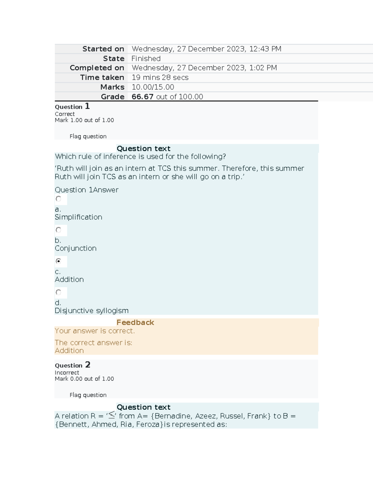 Graded quiz unit 6 - Started on Wednesday, 27 December 2023, 12:43 PM ...
