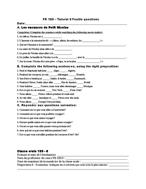 French outline - it is an important and helpful class that is easy as ...