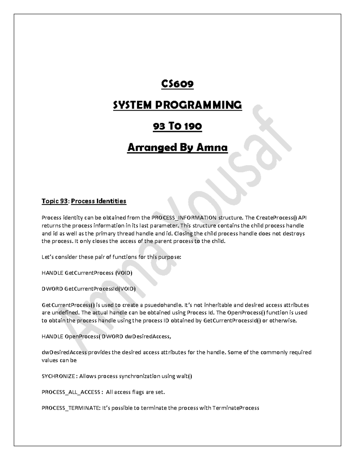 CS609 arranged by Amna. Handouts - CS SYSTEM PROGRAMMING 93 T0 190 Arranged By Amna Topic 93 ...