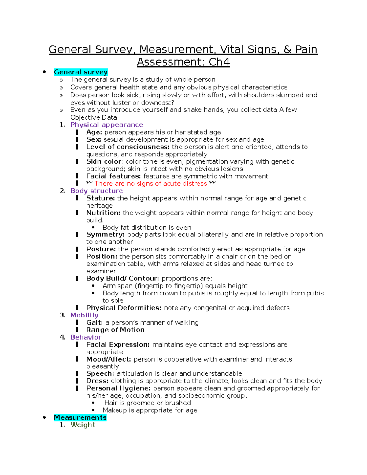 General Survey - Amy Rangel - General Survey, Measurement, Vital Signs ...