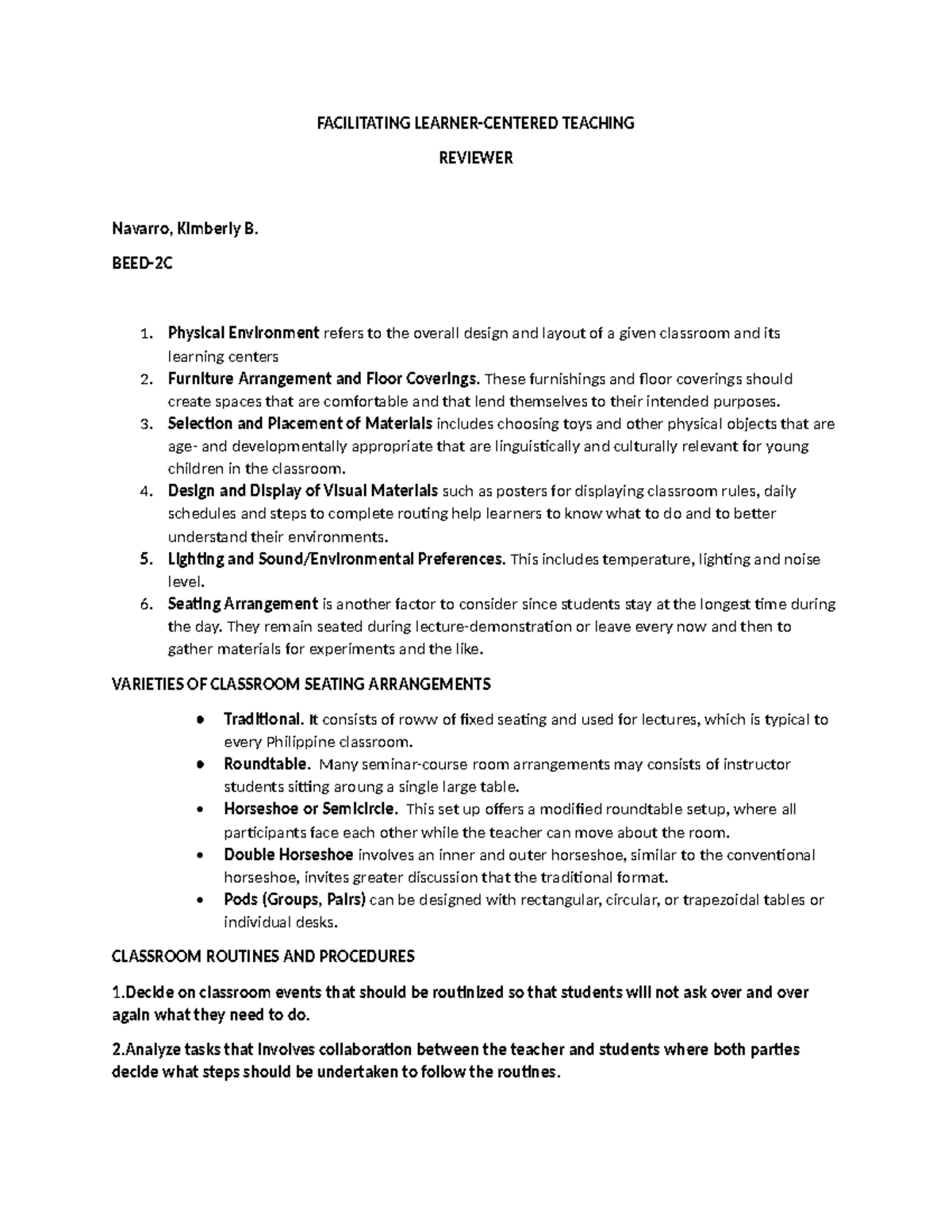 Reviewer Facilitating - FACILITATING LEARNER-CENTERED TEACHING REVIEWER ...