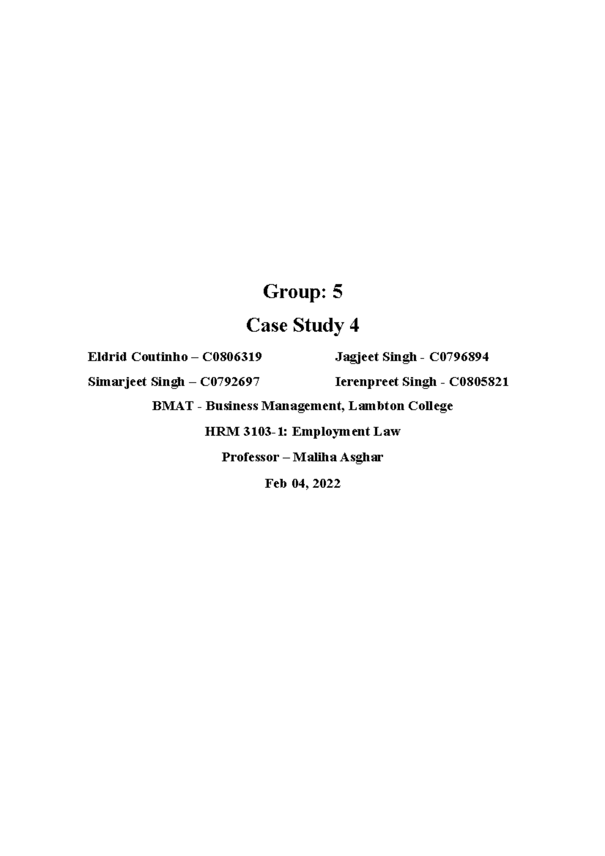 Case Study for human resource on Hr consultant - Group: 5 Case Study 4 ...