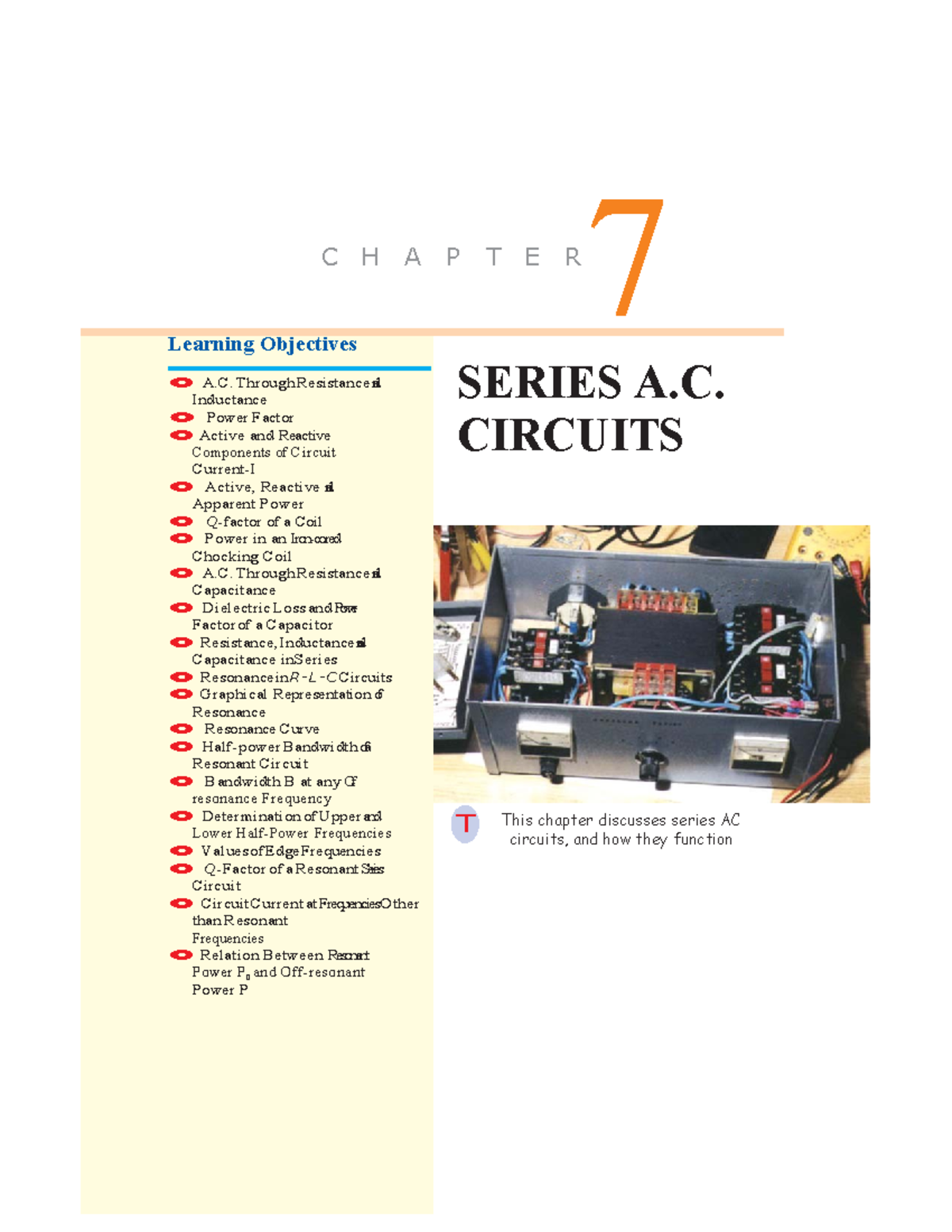 SL-07 Series A.C. Circuits - C H A P T E R Learning Objectives A. Through Resistance and - Studocu