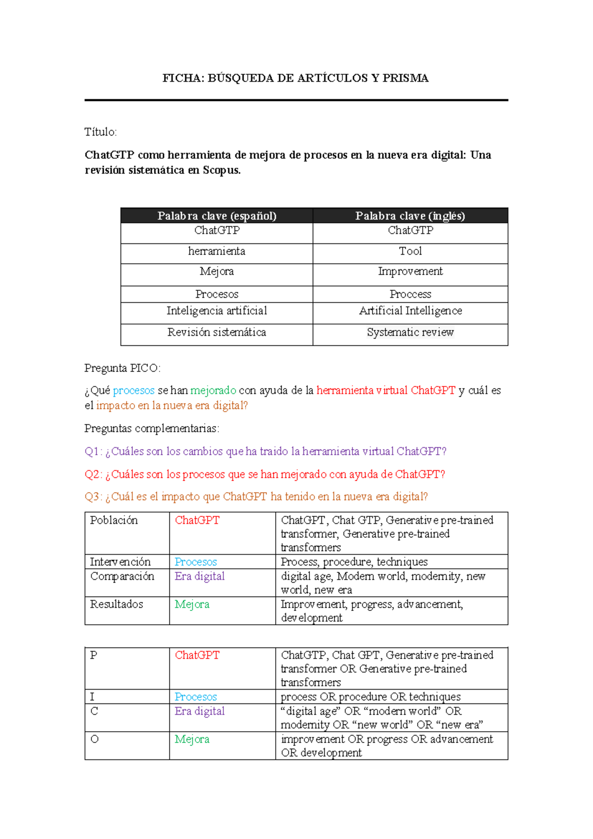 PICO y Prisma Ejemplos - FICHA: BÚSQUEDA DE ARTÍCULOS Y PRISMA Título ...