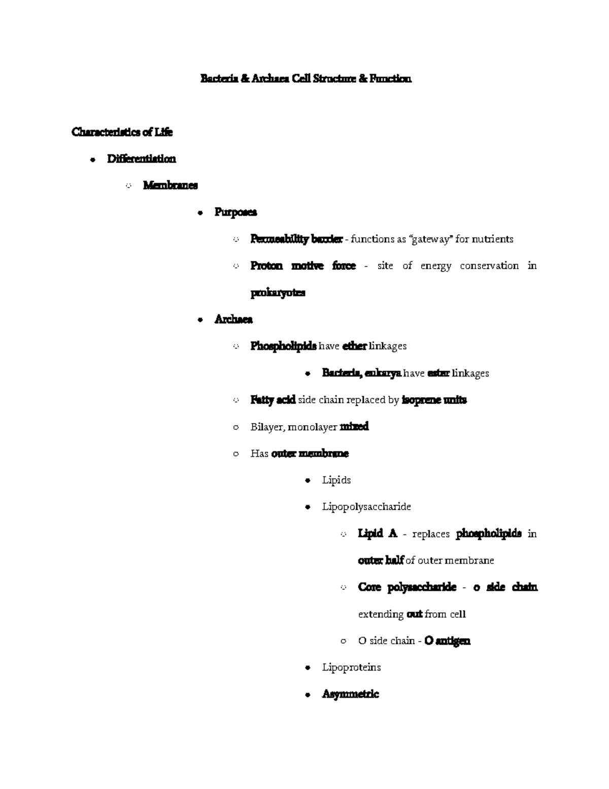 Bacteria Archaea Cell Structure Function - Lecture 6 - Bacteria ...