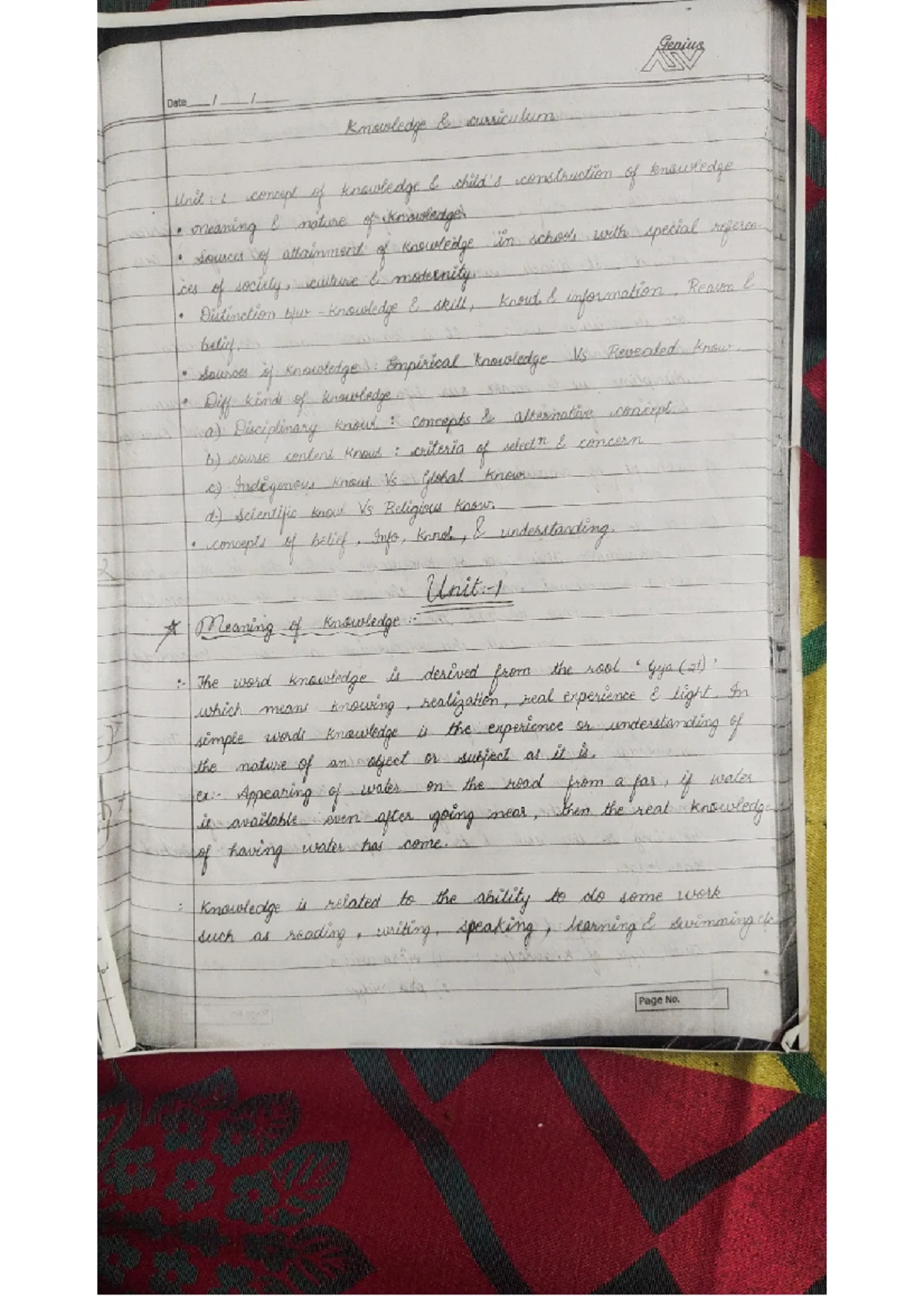P-9 Unit -2 English - handwritten notes - Date : Paper Know Curriculum ...