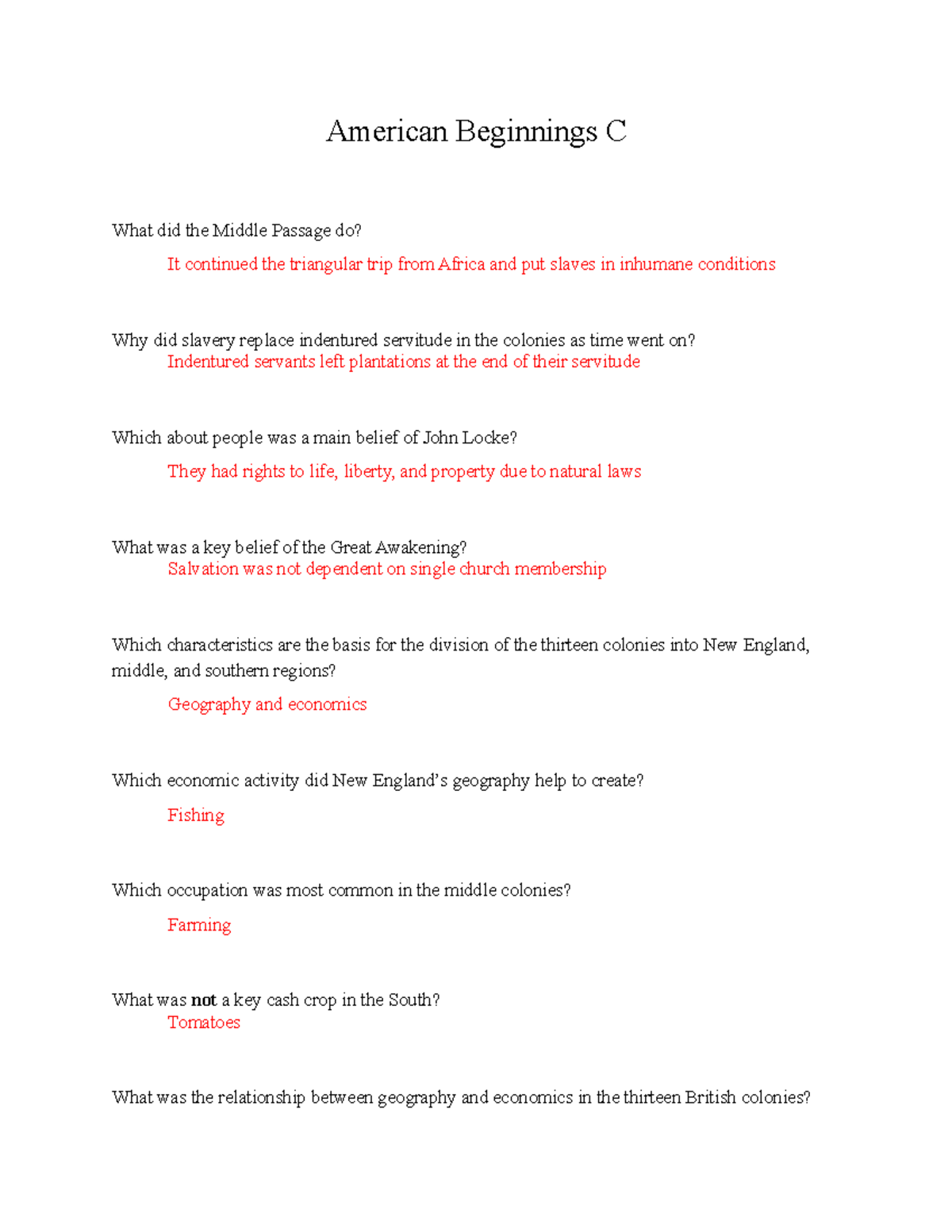 American Beginnings C - American Beginnings C What did the Middle ...
