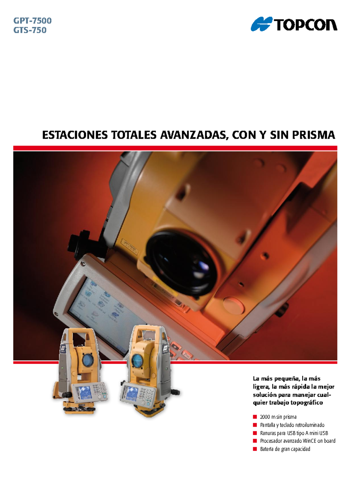 26509 topcon gpt 7500 - ESTACIONES TOTALES AVANZADAS, CON Y SIN PRISMA La más pequeña, la más ...