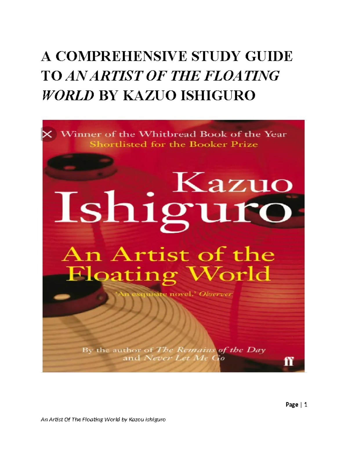 AN Artist OF THE Floating World Guide - A COMPREHENSIVE STUDY GUIDE TO ...