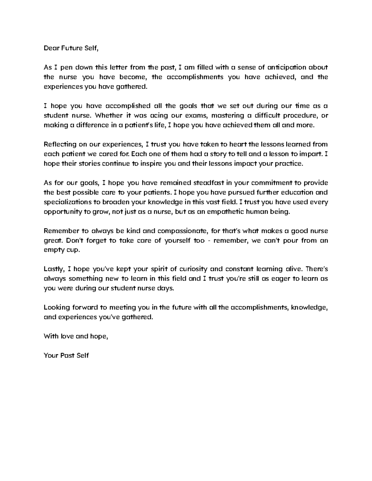 Future self letter - Dear Future Self, As I pen down this letter from ...
