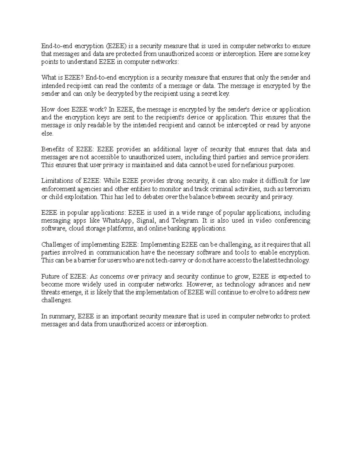 E2EE - ganga - End-to-end encryption (E2EE) is a security measure that is used in computer ...