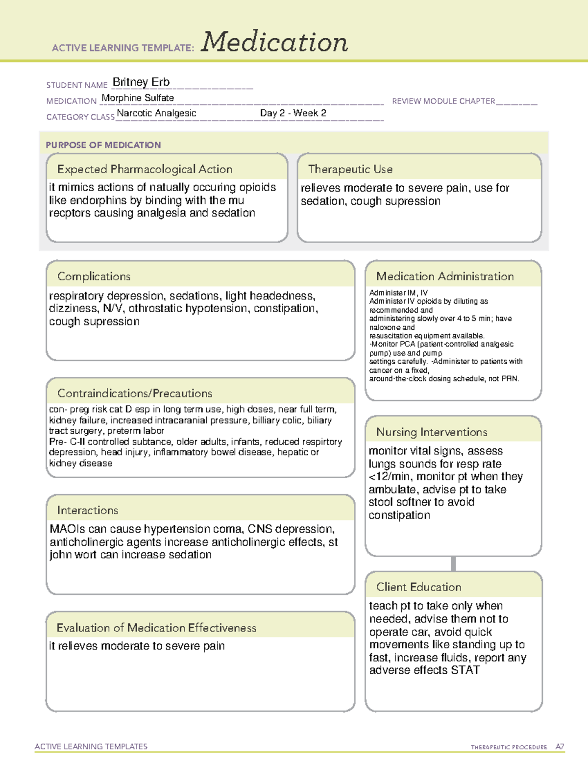 2-1 ALT Pharm Morphine BERB - ACTIVE LEARNING TEMPLATES THERAPEUTIC ...