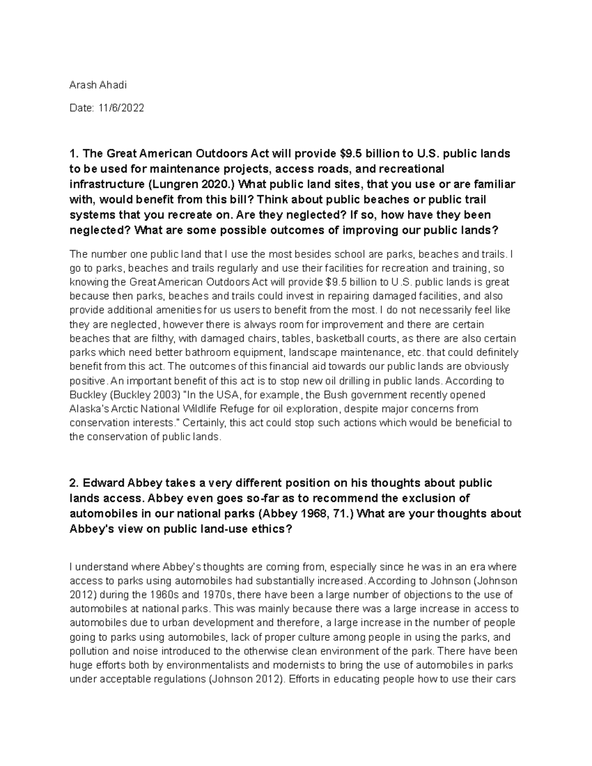 Geography discussion 1 - Arash Ahadi Date: 11/6/ 1. The Great American ...