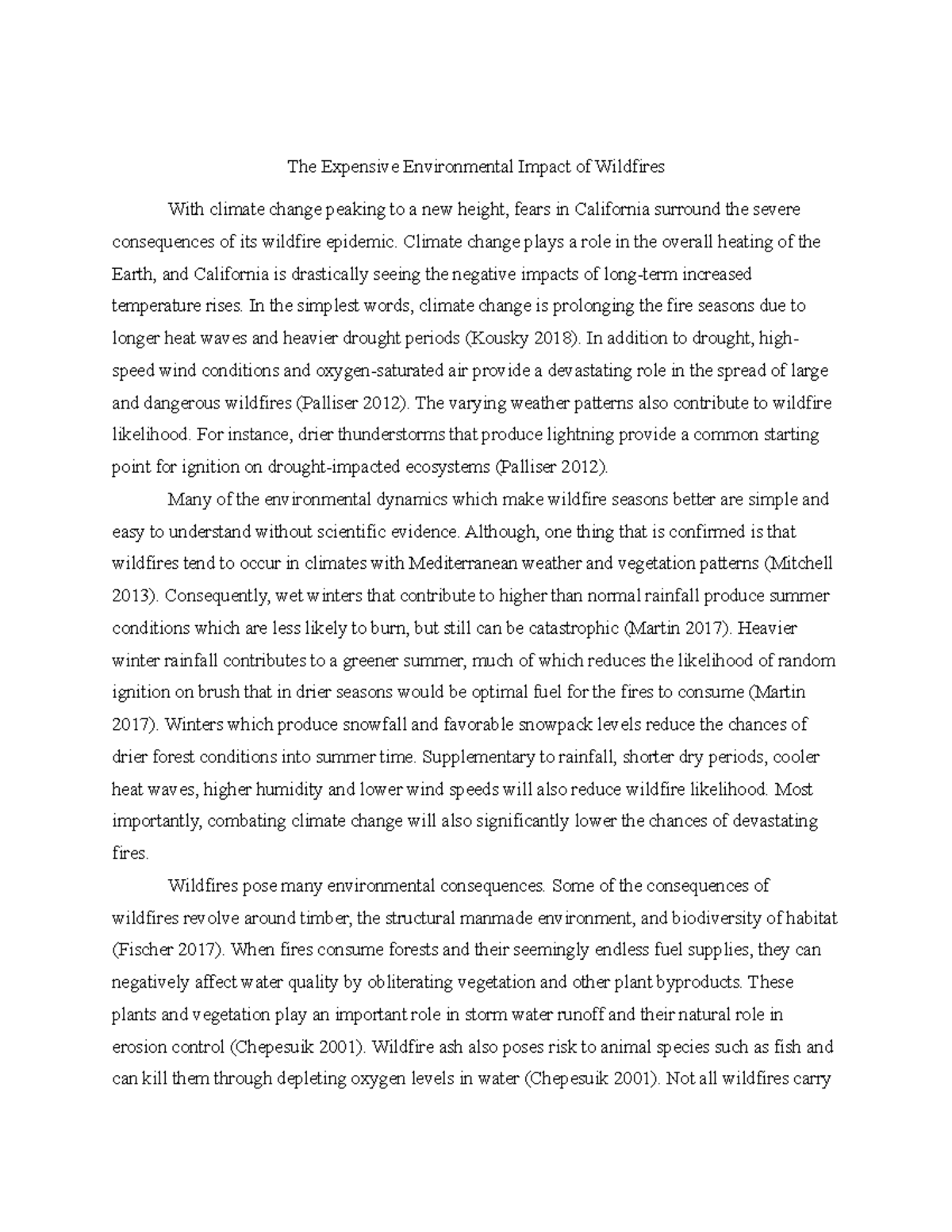 Esp1 essay 1edited - Grade: A - The Expensive Environmental Impact of ...